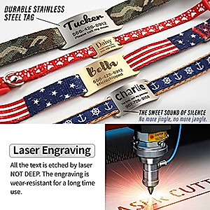 Slide-On Pet ID Tags - S/M/L/XL Personalized Dog and Cat Tags, Silent, No Noise Collar Tags Made of Stainless Steel, Large-fits 1 inch Collars, Custom Engraved Dog Name Tags