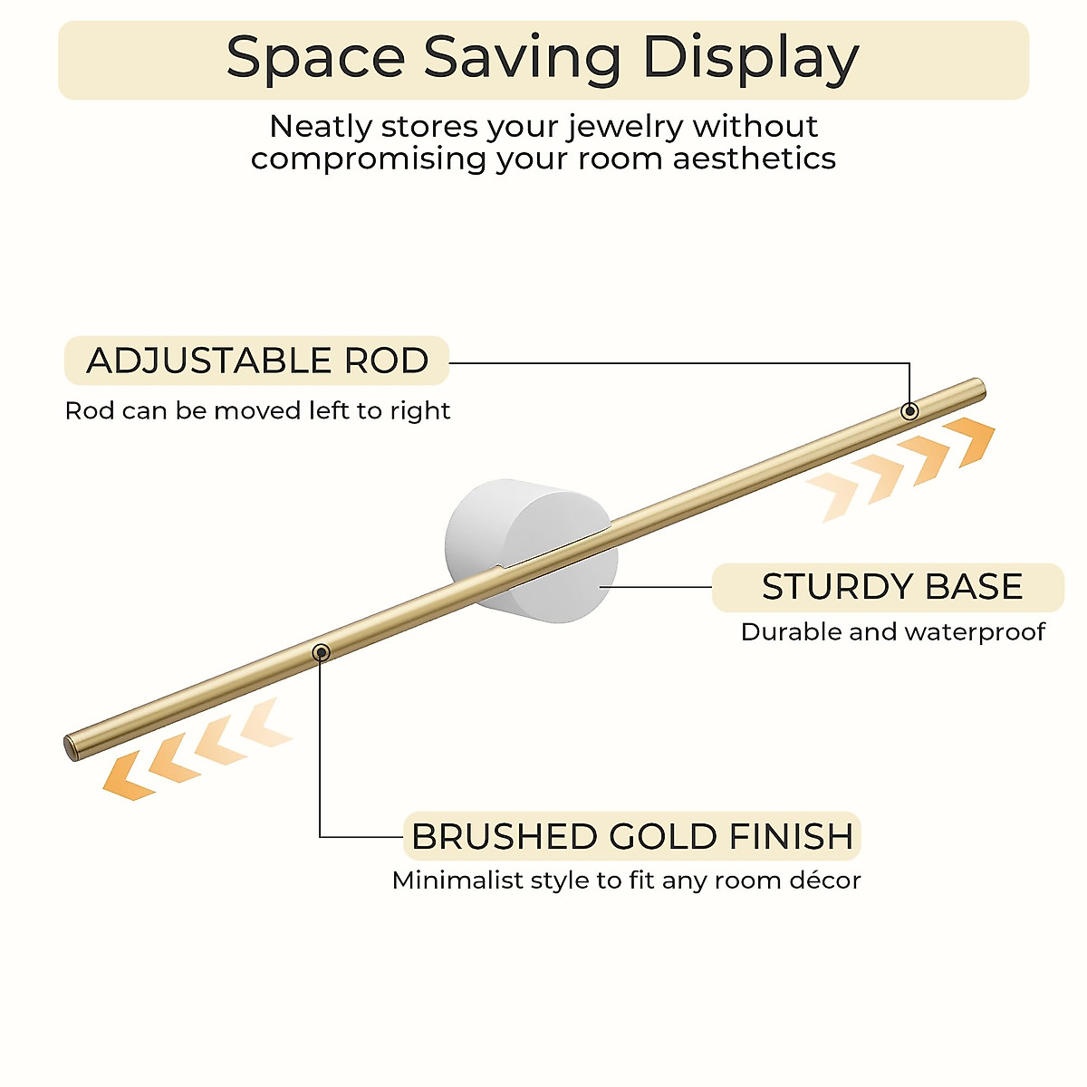 Aucent necklace hanger wall mount - hanging jewelry holder organizer, necklace holder wall mount, bracelet display, necklace and bracelet holder, jewelry display, towel bar holder. (2, White)