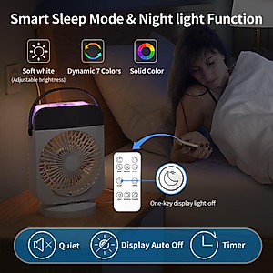 Portable Air Conditioners Fan, 4 Wind Speed Mini Ac Fan with 2 Cooling Spray, Screen Touch Control,Oscillating/Timer/Night Light, Personal Evaporative Air Cooler for Bedroom Home Office Study Desk