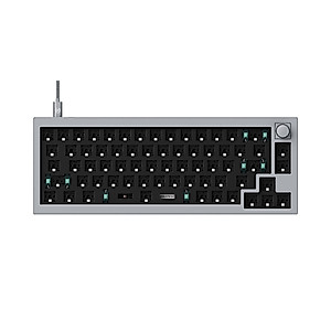 Keychron Q2 Wired Custom Mechanical Keyboard Barebone Knob Version, QMK/VIA Programmable Macro, Compatible with Mac Windows Linux, Hot-Swappable 65% Layout, Double-Gasket DIY Kit - Grey