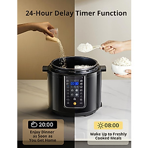 COMFEE’ 9-in-1 Electric Pressure Cooker, 14 Presets Instant Multi Cooker Olla de Presion Non-Stick Pot Yogurt Maker Rice Cooker Slow Cooker Sauté Steamer 6 Quarts Black