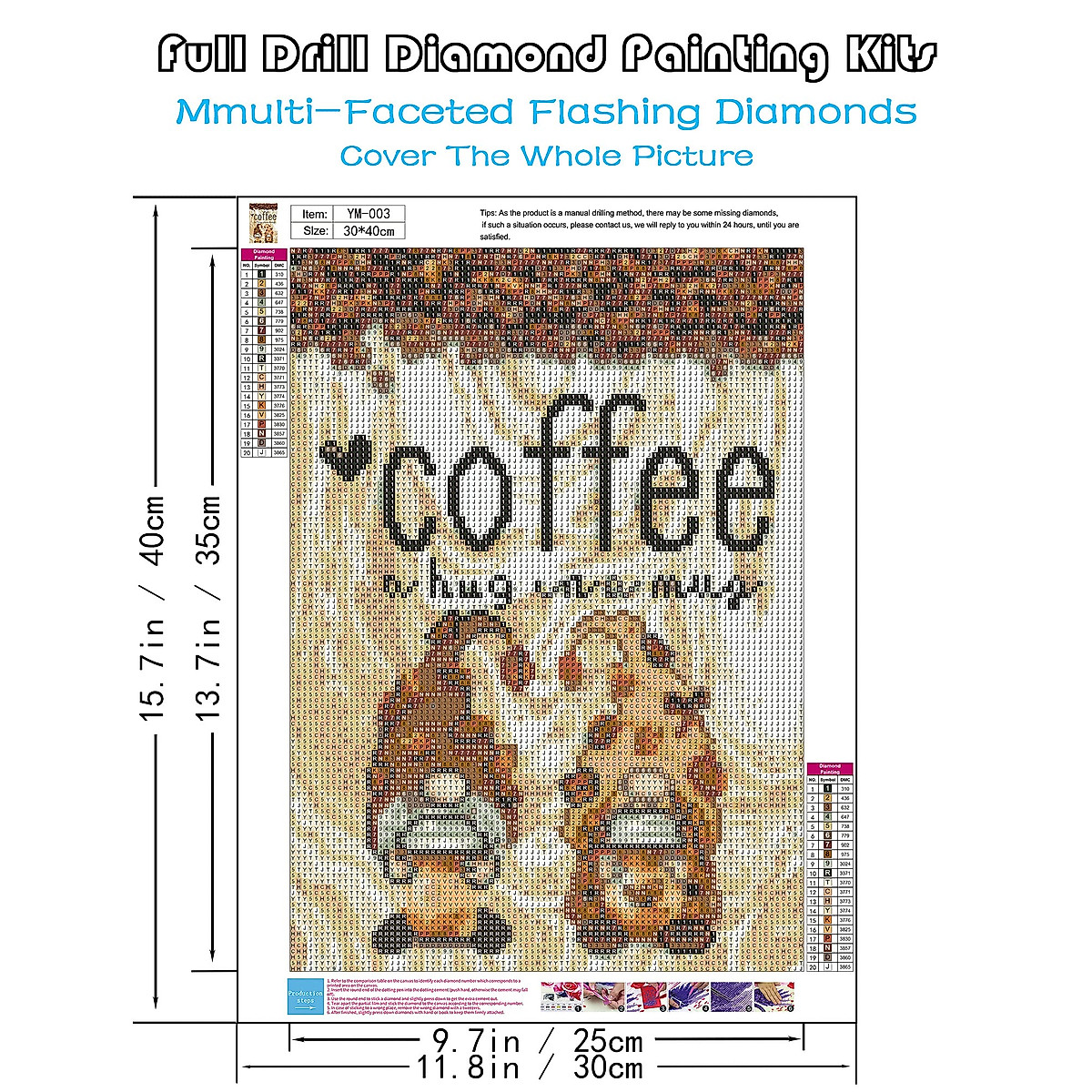 KINPLUB Gnome Diamond Painting Kits for Adults, Coffee Gnomes 5D Diamond Art Kits, DIY Full Round Drill Gem Art, Home Wall Decor 12 x 16 Inch