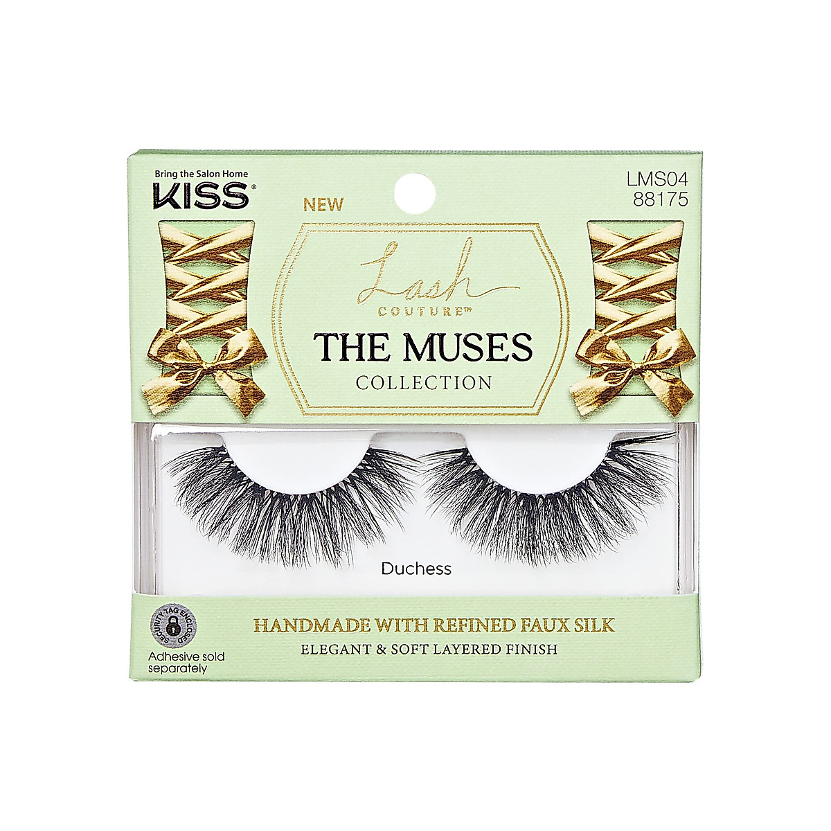 KISS Lash Couture The Muses Collection False Eyelashes, Duchess', 16 mm, Handmade, Refined Faux Silk, Contact Lens Friendly, Easy to Apply, Includes 1 Pair Reusable Strip Lashes