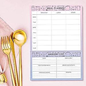 Sweetzer & Orange Meal Planner Notepad and Grocery List | 7x10 inch Pad for Organized Weekly & Daily Planning | Tear-Off Grocery Magnetic Notepad Checklist for Convenient Shopping