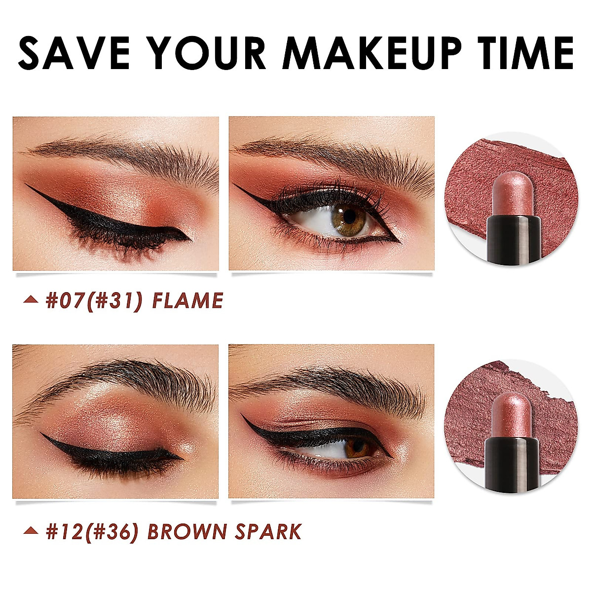 FOCALLURE 2 Pcs Cream Eyeshadow Stick,Brightener Eyeshadow Pencil Crayon,Highlighter Eye Shadow Stick Sets with Crease-proof Formula,Long Lasting Waterproof Eye Shadow Make Up,Starring Rose