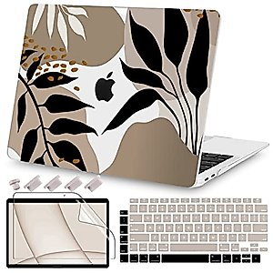 Teryeefi Compatible with 2020 MacBook Air 13 inch Case 2021 2019 Model M1 A2337 A2179 A1932, Clear Hard Shell Case & Keyboard Cover & Screen Protector for Mac Air 13 with Touch ID, Tropical Leaves