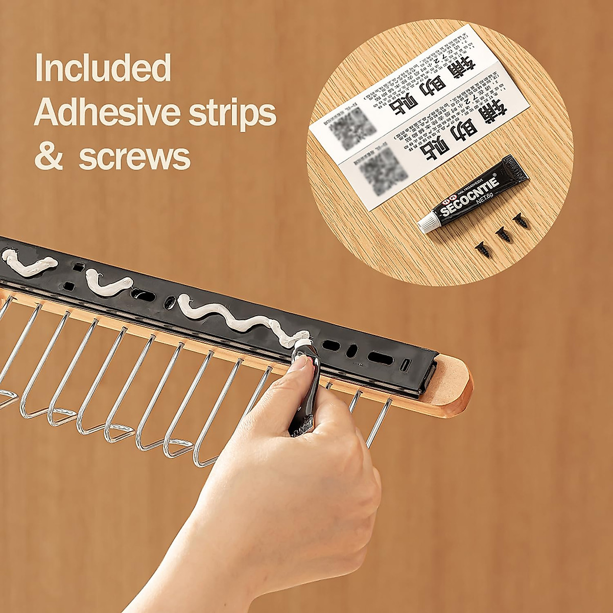 Pull Out Belt Rack for Closet, Sliding Hooks Hanger Rack for Bras Ties Tank Top Scarf Jewelry, Space Saving Organizr for Wardrobe Cabinet, Left Side 8 Hooks Rail, 2 Pcs