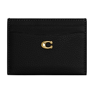 Coach Polished Pebble Leather Essential Card Case, Black