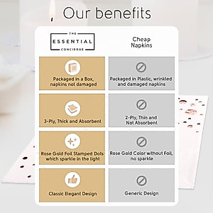 Stylish Rose Gold Napkins -Disposable Rose Gold Cocktail Napkins - 100 Rose Gold Napkins for Party - 5x5 Inch Rose Gold Napkins for Wedding - 3- Ply Rose Gold Paper Napkins- Rose Gold Dessert Napkins