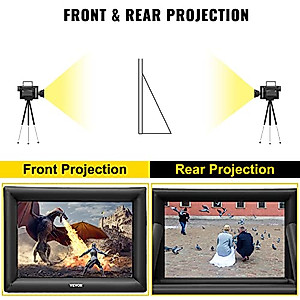 VEVOR Inflatable Movie Screen 24FT Inflatable Projector Screen for outside with 360W Air Blower Inflatable Screen Oxford Fabric Material Blow Up Screen for Outdoor Movie Supports Front/Rear Projection