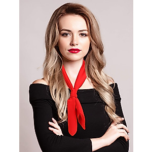 SATINIOR 3 pcs neck scarf Women Silk Chiffon Neck Scarf Square Scarf Satin Headscarf ascot Neck Scarves for Women(Red, 23.62 x 23.62 Inches)