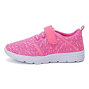 Abertina Kids Lightweight Breathable Running Sneakers Easy Walk Sport Casual Shoes for Boys Girls (2 Little Kid,Pink,34)