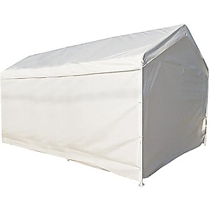 10x20 White Canopy Carport Cover Set with Valanced Top All 4-Side Walls and Top (5 Pcs Tarps Set, No Frame)