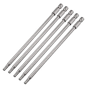 uxcell 5 Pcs T20 Magnetic Torx Screwdriver Bits, 1/4 Inch Hex Shank 5.9-inch Length S2 Security Tamper Proof Screw Driver Kit Tools
