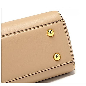 Leather Flap Crossbody Bags for Women Top Handle Satchel Handbag Fashion Casual Shoulder Bag Ladies Purse Tote (Khaki)
