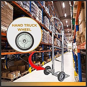 HaulPro Hand Truck Wheels -Set of 2- Flat-Free Dolly Wheels Replacement - Heavy Duty 8 x 2 inch Rubber Dolly Tires - 350 lb. Capacity - Semi-Precision Bearings - Ideal for Hand Truck, Utility Cart