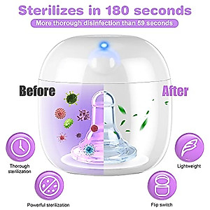 Portable Pacifier Sterilizer, Mini UV Light Sterilizer, 99.99% Sterilization in 3 Mins, USB Rechargeable, Mini UV-C Sanitizer Box for Baby Pacifier, Bottle Nipples, Teethers, Headphones, Keys (White)