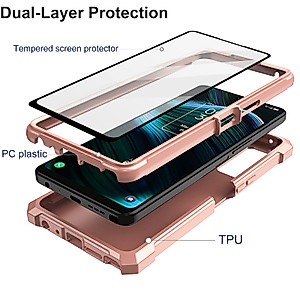 Ailiber for TCL Stylus 5G Case, TCL Stylus 5G(T779W) Phone Case with Screen Protector, Dual Layer Protection, Shockproof Corners TPU Bumper, Military Grade Protective Cover for TCL Stylus 5G-Rose Gold