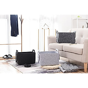Storage Basket Felt Storage Bin Collapsible & Convenient Box Organizer with Carry Handles for Office Bedroom Closet Babies Nursery Toys DVD Laundry Organizing