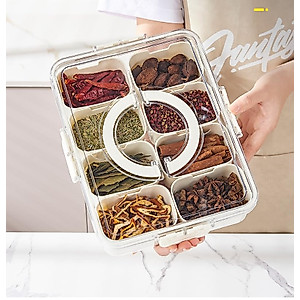 Travel Snack Box, Divided Serving Tray with Lid and Handle, Snackle Box Container, Multi-purpose Food Organizer and Storage Container for Charcuterie Veggie Fruit