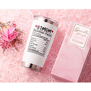 Fimibuke Gifts for Mom from Daughter, Son - 20 OZ Tumbler Mothers Day Gifts for Mom, Mother-in-Law, Wife, Women - Nutrition Facts Insulated Cups Funny Birthday Presents Boxed Gifts from Kids Husband