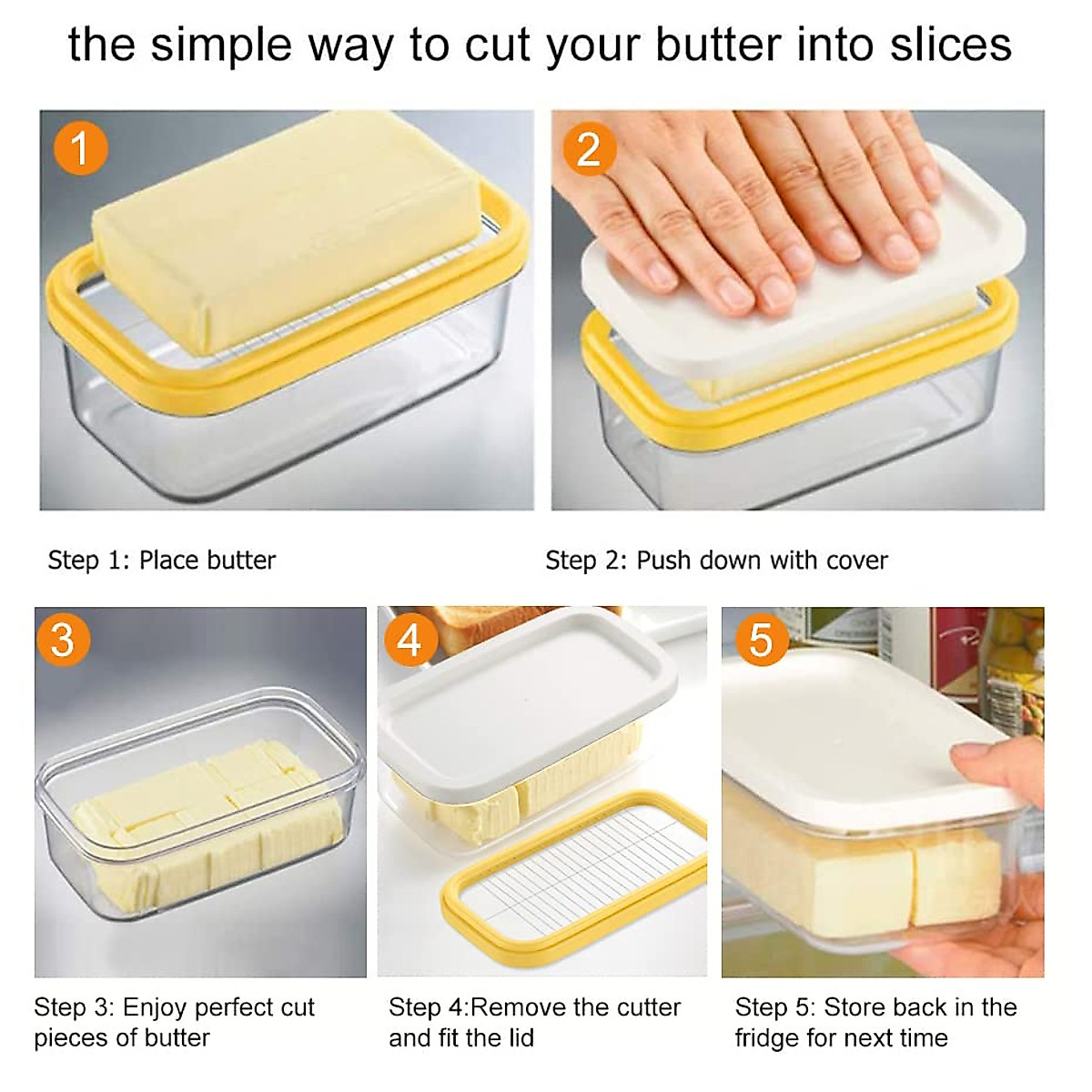 Plastic Butter Dish, Covered Butter Dish with lid, Plastic Butter Keeper with Cutter for Easy Cutting, Small Butter Container for Two 3.5oz Sticks Butter