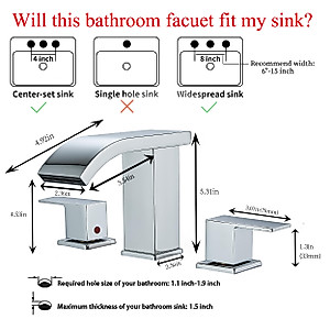 Bathroom faucets 3 Hole Widespread Bathroom Faucet Bathroom Sink Faucet 8 inch Bathroom Faucet Bathroom Sink Faucet 3 Hole Vanity Faucet Sink Faucet Bathroom with Pop Up Drain(Chrome)