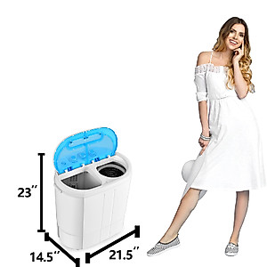 Tiktun Mini Compact Twin Tub XPB30-1288S Portable Washing Machine, White and Sky Blue