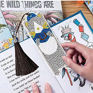 Diamond Painting Bookmark Animals, DIY Diamond Art Acrylic Bookmark with Tassel, Bear Diamond Bookmark Kit for Kids Beginner, Beautiful Diamond Art Crafts (5 PCS)