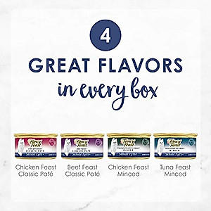 Purina Fancy Feast High Protein Senior Wet Cat Food Variety Pack, Senior 7+ Chicken, Beef & Tuna Feasts - (2 Packs of 12) 3 oz. Cans