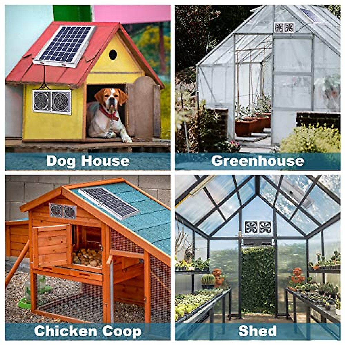 SOLPERK Solar Fan for Shed, 10w Chicken Coop Solar Panel Fan, Solar Greenhouse Fan with 11.8ft/3.6m Cable, Solar Exhaust Fan For Shed, Chicken Coop, Greenhouse, Dog House