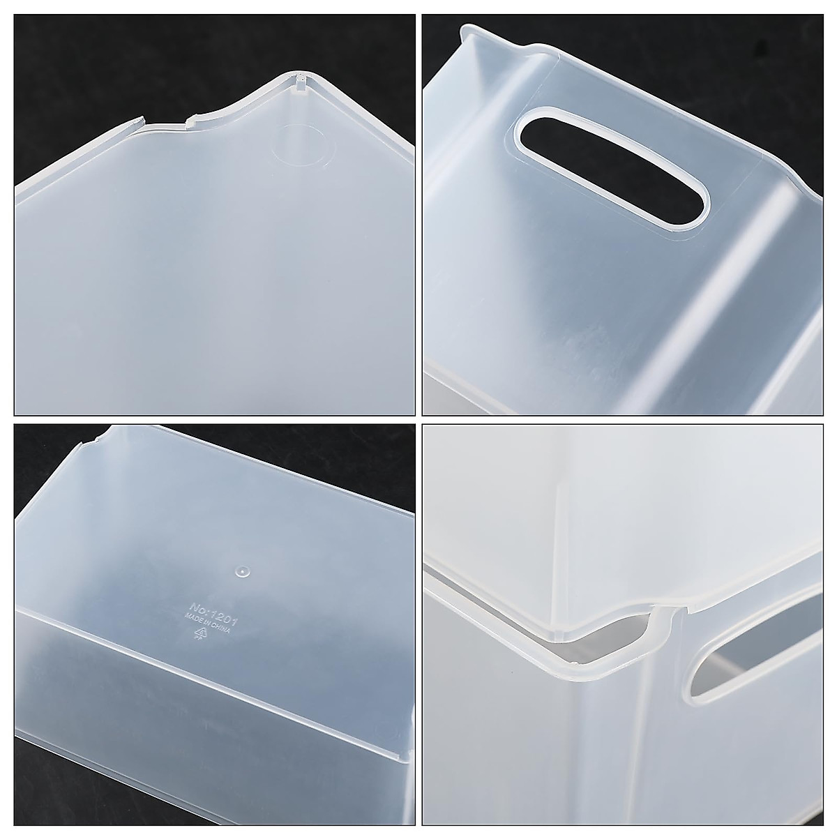 Minekkyes 4-Pack Plastic Freeze Bin, Stackable Freezer Storage Boxes, Chest Freezer Storage Containers, Matte Transparent