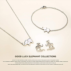 FANCIME Lucky Elephant Bracelet 925 Sterling Silver White Gold Plated Mini Small Elephant Charm Family Link Bracelet Jewelry Birthday Gifts For Women, 15+3 cm