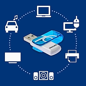 Philips Vivid Edition High Speed USB 2.0 Flash Drive 16GB with Swivel Cap for PC, Laptop, Computer Data Storage, Read Speed up to 21MB/s