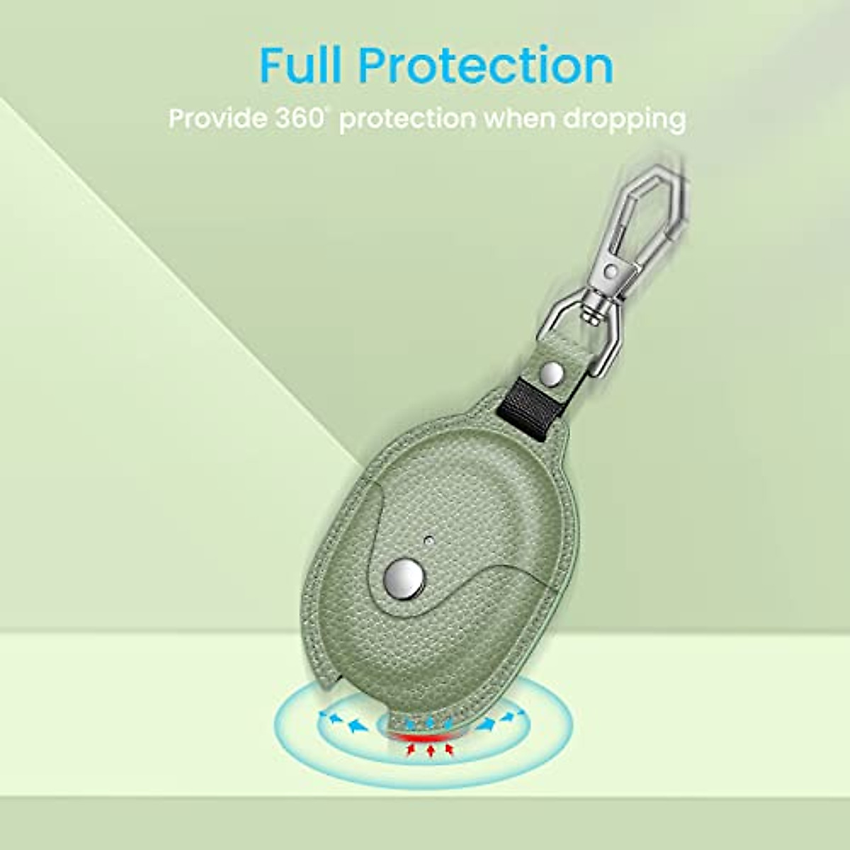 Fintie Protective Case for Pixel Buds A-Series (2021) / Pixel Buds 2 (2020), Premium PU Leather Slim Fit Metal Snap Closure Portable Cover Skin with Keychain, Sage Green