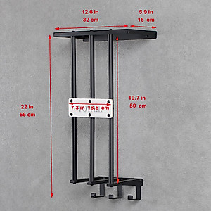 Bathroom Towel Storage Rack, Towel Racks for Bathroom Wall Mounted 22 inch with Shelf Can Holds 4 Large Towels, Wall Towel Rack for Rolled Towels, Black