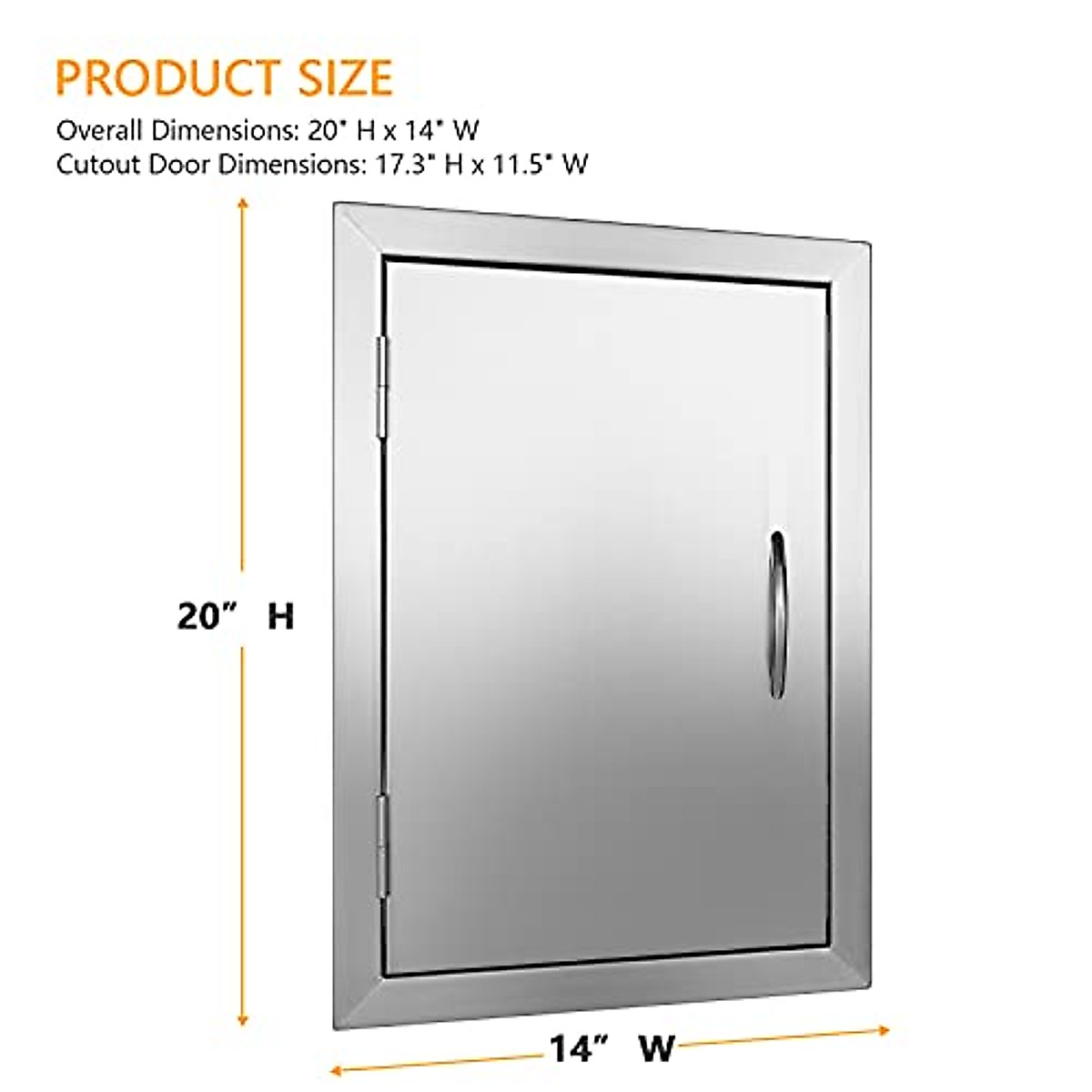 BBQ Future Stainless Steel Outdoor Kitchen Door 14W x 20H Inch, Cabinets Vertical Single Access Doors for Grilling Station or Commercial BBQ Island, Outside Grill Door with Magnet