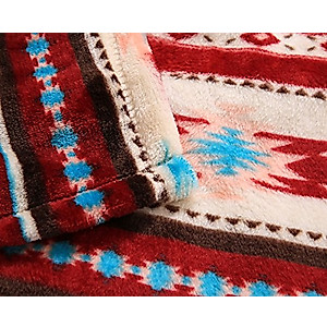 All American Collection Super Soft Ultra Comfort Plush Microfiber Solid Throw Blanket for Couch Home Bedroom Living Room (King, Beverly Burgundy Southwest)