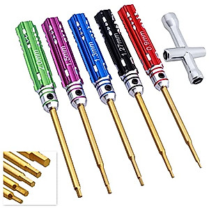 Hobbyfire Hex Screwdriver Set for Axial SCX24 1/24 RC Crawler Small Hex Driver 0.9mm 1.27mm 1.3mm 1.5mm 2.0mm & Wheel Wrench
