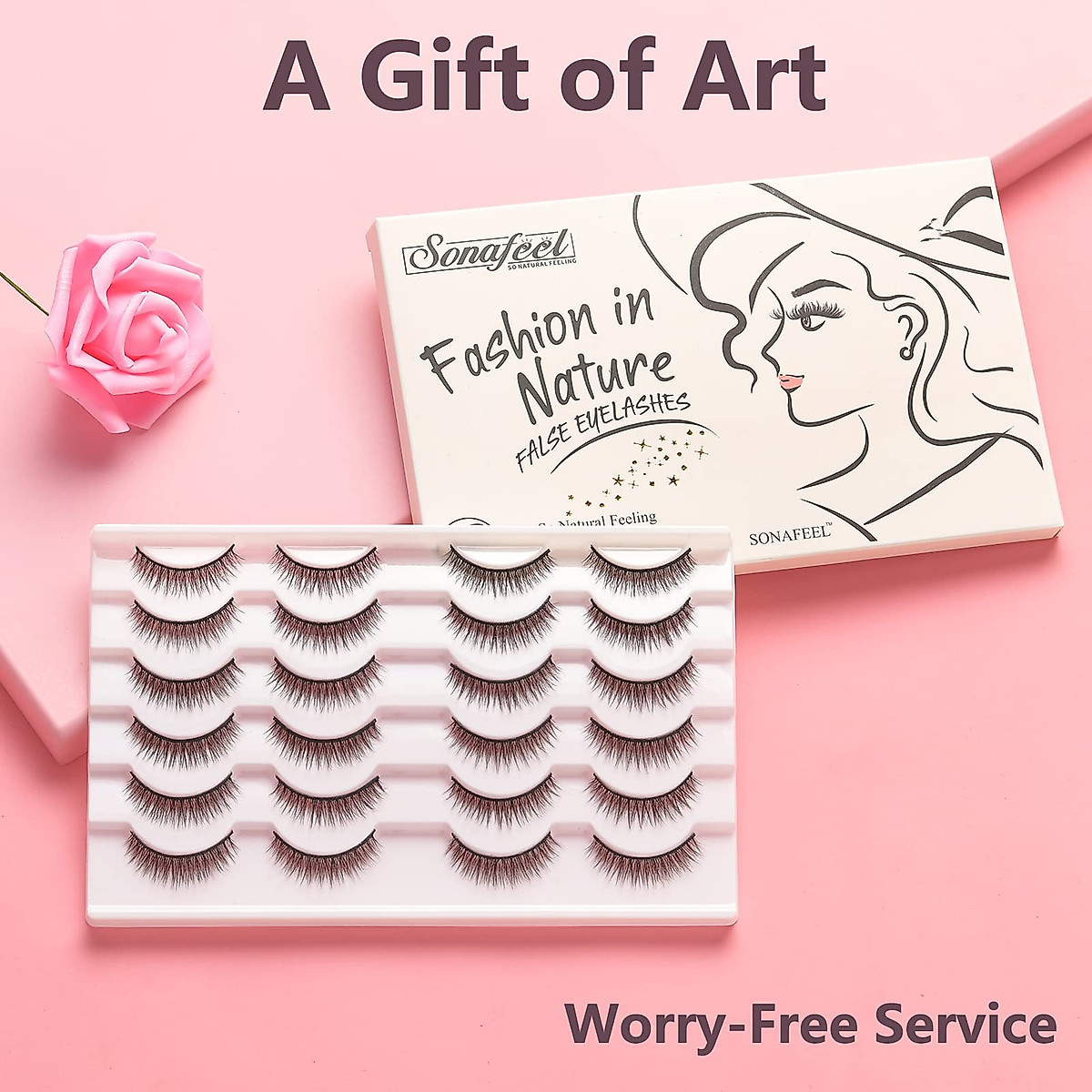 SONAFEEL False Lashes Natural Look Eye Lashes Pack Short Natural Eyelashes Wispy Strip Lashes Small Crisscross Daily Fake Eyelashes Reusable Faux 3d Mink Lashes Pestañas Postizas Naturales