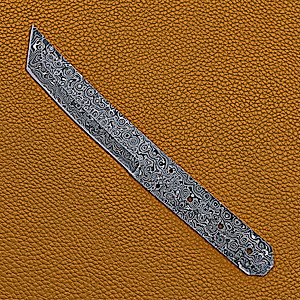 onlyhandmade Damascus Classic Tanto Hunting Blank Blade Knife Knives Japanese Samurai High Carbon Steel Custom Making, 9 inch Knife Making Supplies (Damascus)