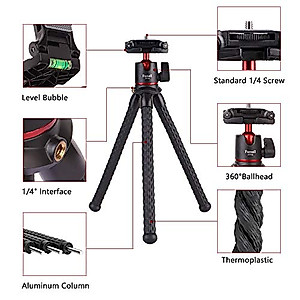 Camera Tripod, Famall Flexible Tripod Stand for Phone with Cold Shoe Phone Mount for iPhone Canon Nikon Sony Cameras