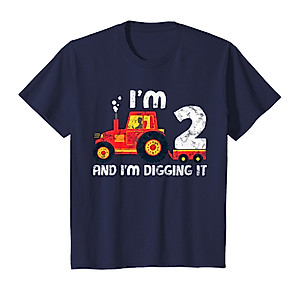 Kids Cute 2nd Birthday Boy Tractor Farmer Shirt Kids 2 Year Old