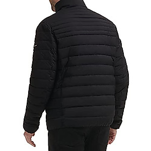 Calvin Klein Men's Lightweight Water Resistant Packable Down Puffer Jacket (Standard and Big & Tall), Black Stretch, Medium