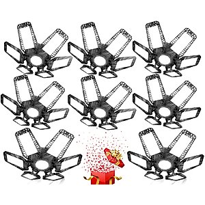LED Garage Lights 4 Pack 185W, Garage Lights Ceiling LED 18500LM 6500k,Ultra Bright LED Garage Lighting,6+1 Deformable Panels E26/E27 Screw in LED Shop Lights for Garage Workshop Factory Basement