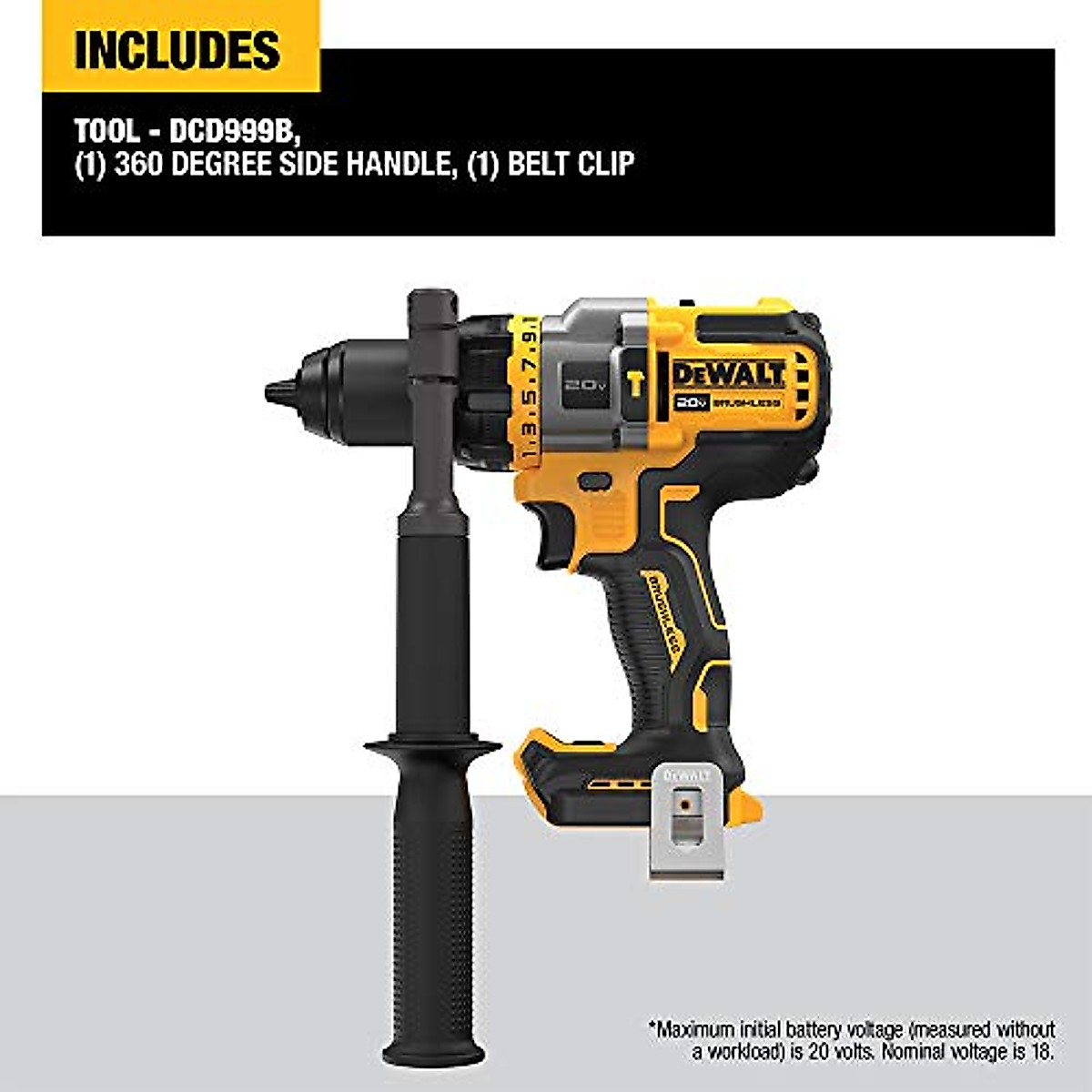 DEWALT FLEXVOLT ADVANTAGE 20V MAX* Hammer Drill, Cordless, 1/2-Inch, Tool Only (DCD999B)