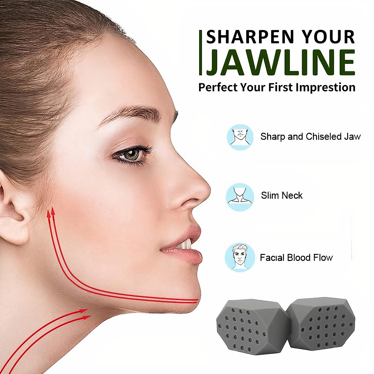 Jawrize Jaw Exerciser - Jawline for Sharp Jawline, Slim and Tone Your Face, Double Chin Reducer Men Women, Face Slimmer, BPA Free Silicone Excersize Equipment, Workout Kit, Grey