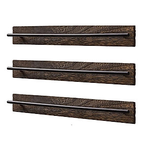 TANG SONG 3 PCS Rustic Wall Mounted Wood Sunglasses Storage Organizer Eyeglasses Holder Eyewear Display Rack for Office Desk Home Decor Gifts (Dark Brown)
