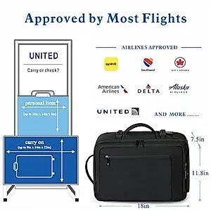 Yostorrie Large Travel Backpack for Men Women, 40L Airline Approved Carry on Backpack as Personal Item Size, Expandable Suitcase Backpack with Shoe Compartment, Waterproof Business Bag for 17in Laptop