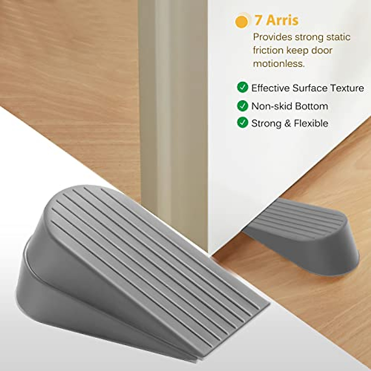 Large Doorstop 2 Pack, Heavy Duty Door Stoppers for Bottom of Door High 1.9 Inches, Rubber Industrial Door Stop, Wedge Door Stopper Great for Home Office School Heavy Door (Grey)